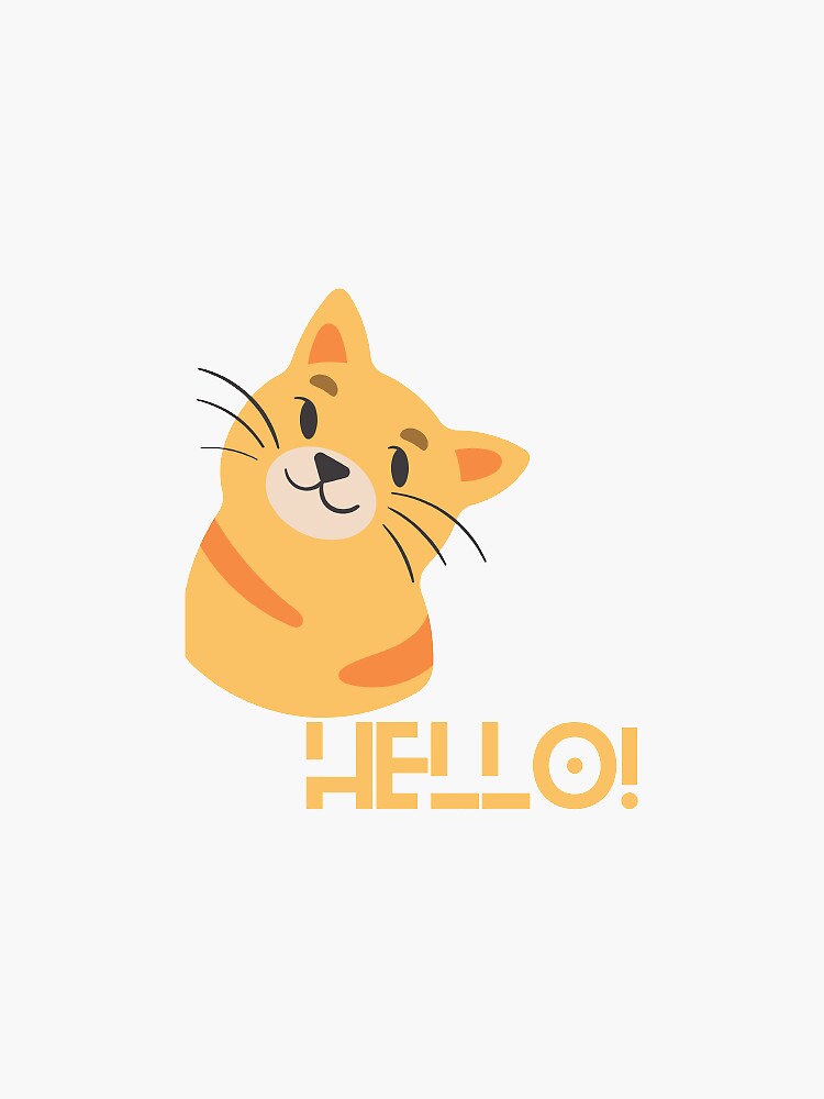 "Design the funny cat"hello"" Sticker for Sale by Zakaria-96 | Redbubble