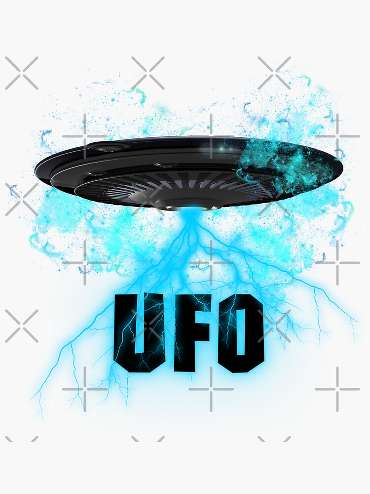 "Alien UFO Abstract Blue" Sticker for Sale by KrompiX | Redbubble