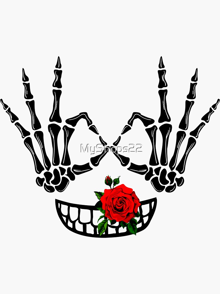 "Funny Skeleton Hands on Laughing Face" Sticker for Sale by MyShops22 ...