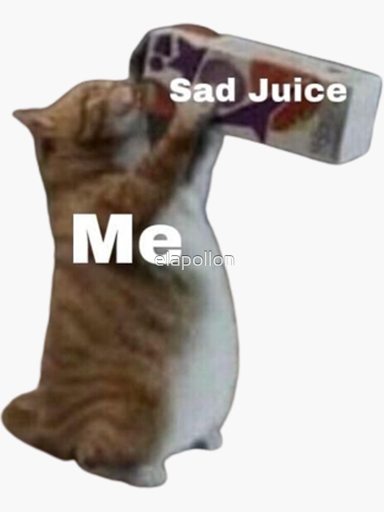 "Cat Drink Sad Juice Mood Meme" Sticker for Sale by elapollon | Redbubble