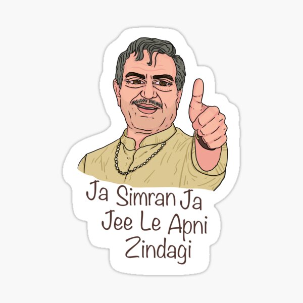 "Ja Simran Ja, Jee Le Apni Jindegi" Sticker for Sale by Insipred ...