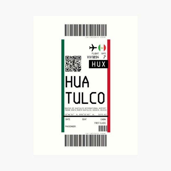 "Bahias de Huatulco International Airport (HUX) Boarding Pass ...