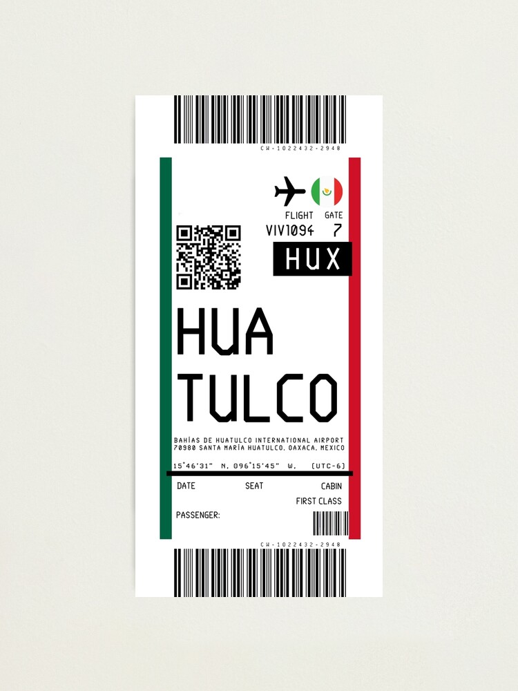 "Bahias de Huatulco International Airport (HUX) Boarding Pass ...