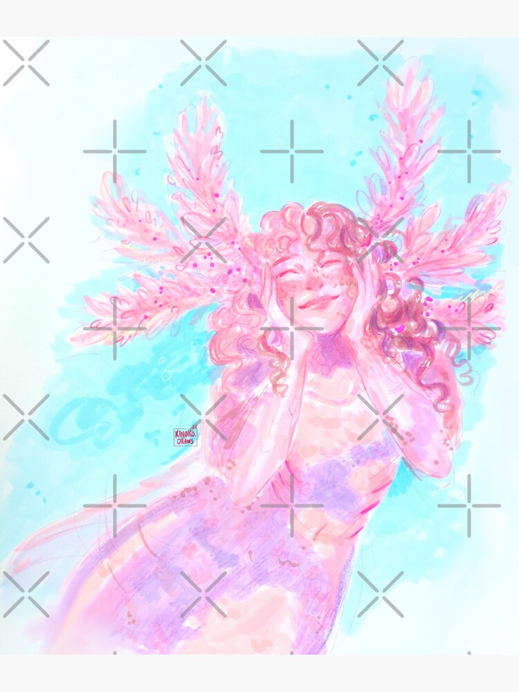 "Axolotl Mermaid" Sticker for Sale by MossyMushroom | Redbubble