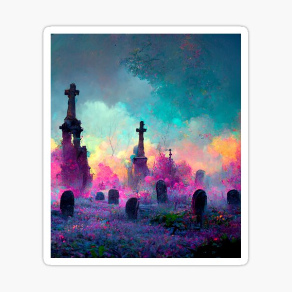 "Haunted Cemetery" Sticker for Sale by studiovivre | Redbubble
