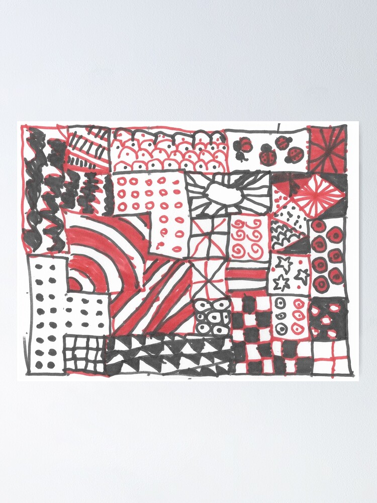 "Red and Black Blocks" Poster by PositiveAutism | Redbubble