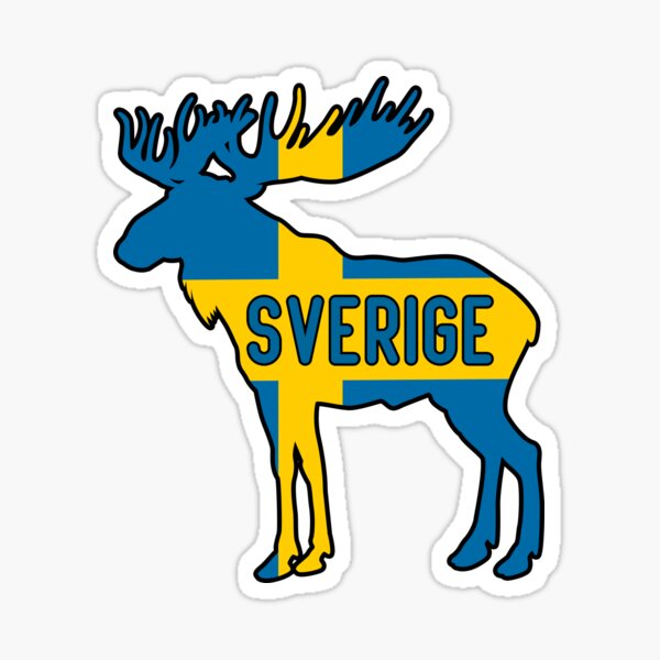 "Sweden moose flag sverige Mosse flag Swedish Flag " Sticker for Sale ...