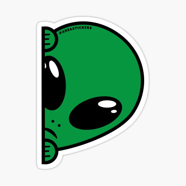 "Alien Life - Aliens Green peeking out" Sticker by AreaStickers | Redbubble