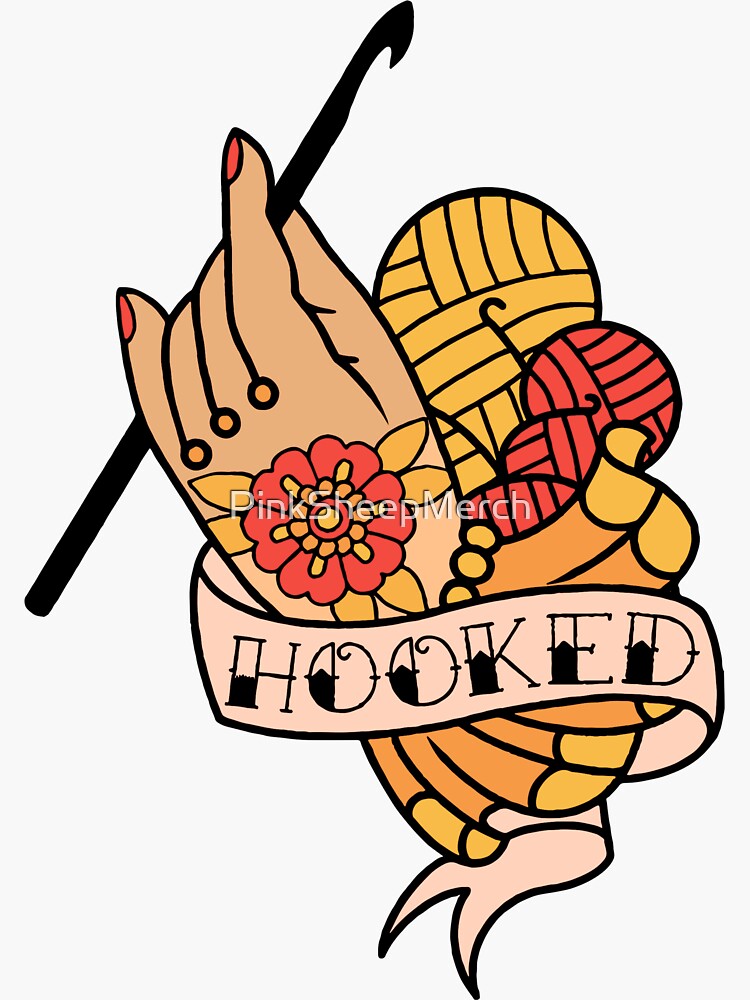 "Hooked Tattoo Flash!" Sticker for Sale by PinkSheepMerch | Redbubble