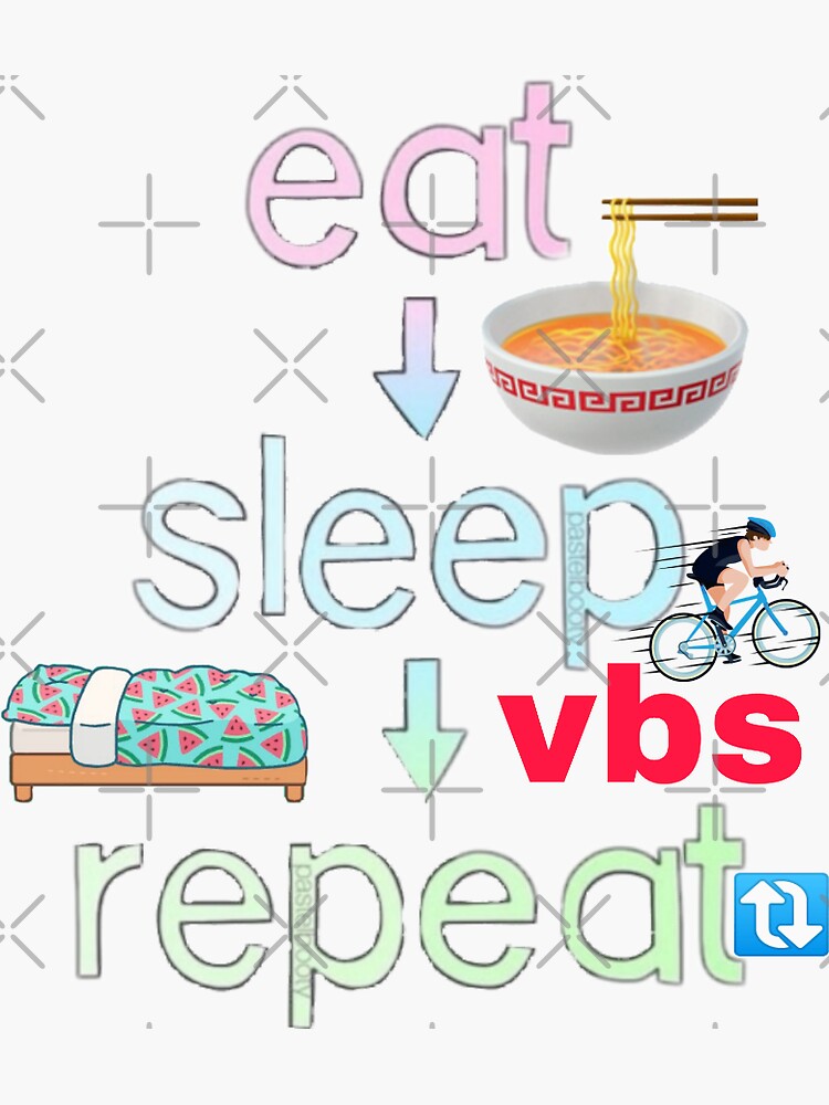 "eat sleep vbs repeat" Sticker for Sale by Ayeshalee22 | Redbubble
