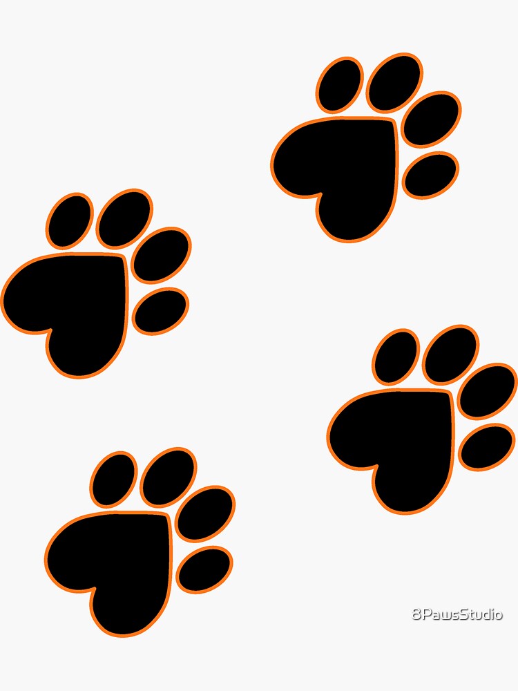 "Halloween Black and Orange Outline Paw Print 4 Pack " Sticker for Sale ...