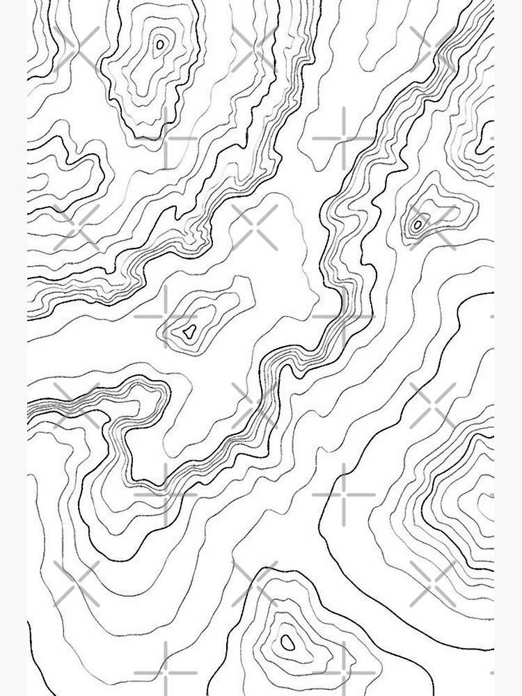 Lámina fotográfica «mapa de topografía rígida - blanco y negro - arte ...