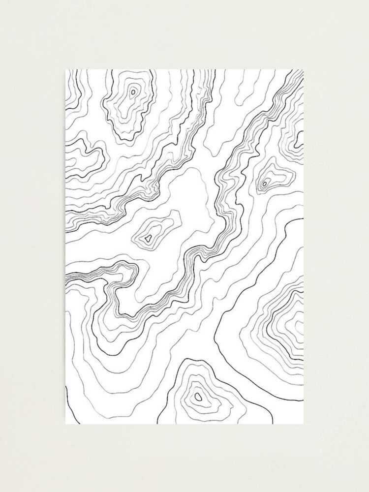 Lámina fotográfica «mapa de topografía rígida - blanco y negro - arte ...