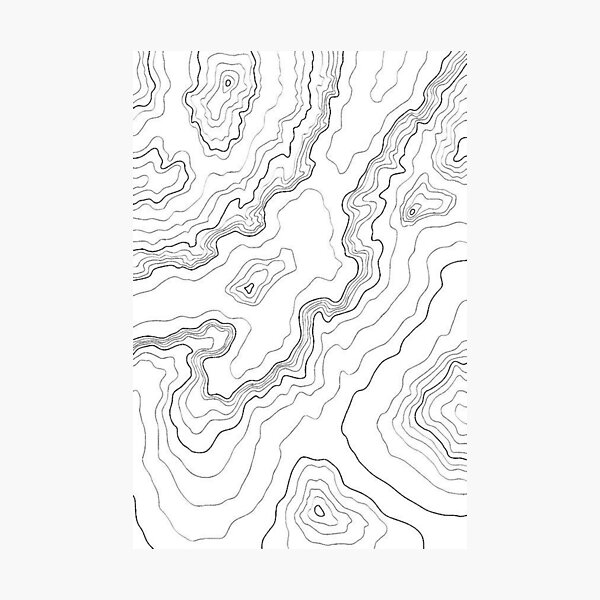 Lámina fotográfica «mapa de topografía rígida - blanco y negro - arte ...