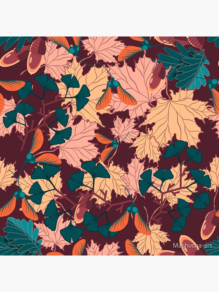 "Autumn leaf fall pattern" Sticker for Sale by Mashusha-art | Redbubble