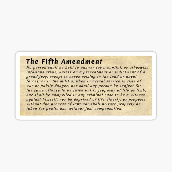 "The Fifth Amendment" Sticker for Sale by DesignBy79 | Redbubble