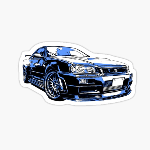 "Digital Nissan Skyline GTR R34" Sticker for Sale by MyCrews | Redbubble
