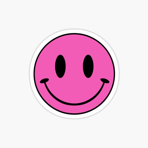 "Pink smiley face" Sticker for Sale by Charislit | Redbubble