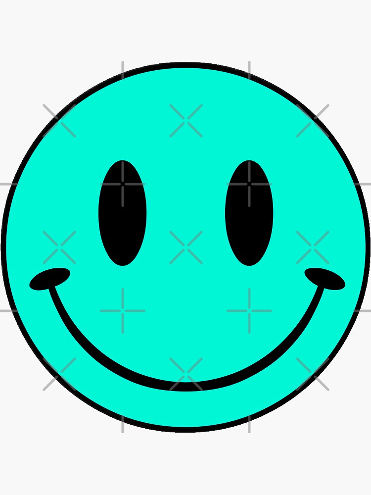 "aqua smiley face" Sticker for Sale by Charislit | Redbubble