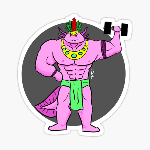 "axolotl "the strong"" Sticker for Sale by White-wolf-x | Redbubble