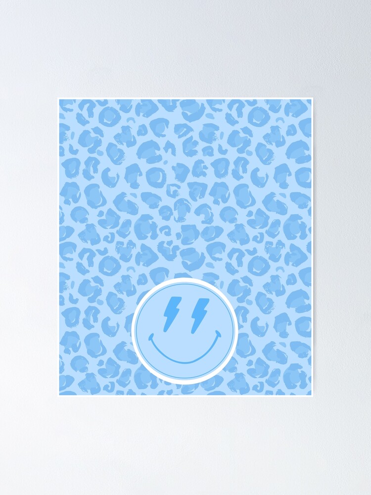 Preppy Blue Blue Preppy Blue Aesthetic Smile Face Happy Face Preppy Aesthetic Poster For