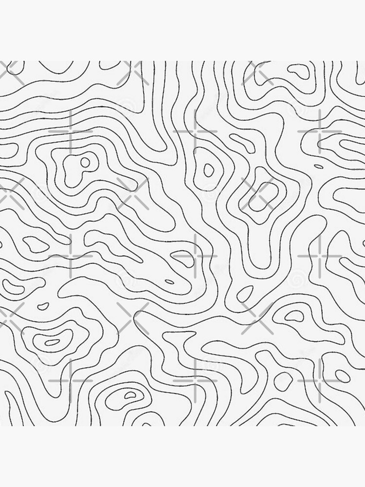 "smooth topographic pattern - black and white - line art" Sticker for ...