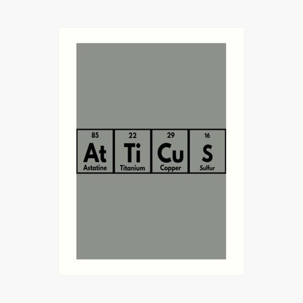 "Atticus| Periodic Table Name" Art Print for Sale by PeriodicBliss ...