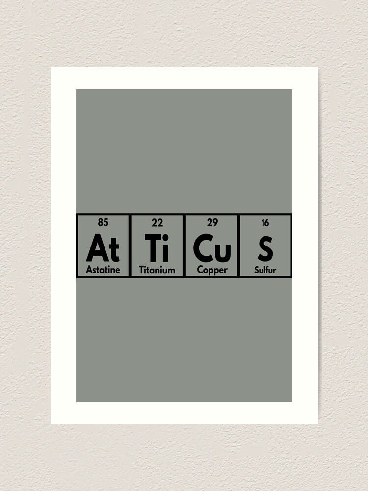 "Atticus| Periodic Table Name" Art Print for Sale by PeriodicBliss ...