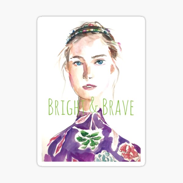 "Girl in floral print bright & brave stickers " Sticker for Sale by ...