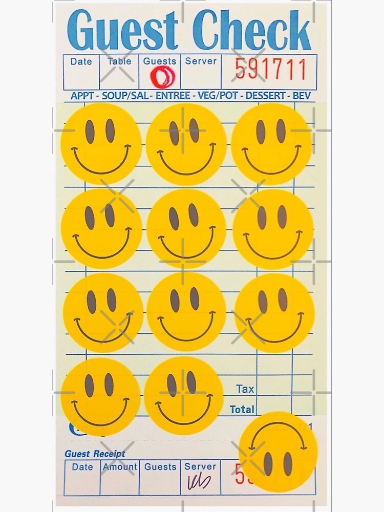 "Smiley Guest Check Pop Art Print " Sticker for Sale by ArtGratiaAsh ...