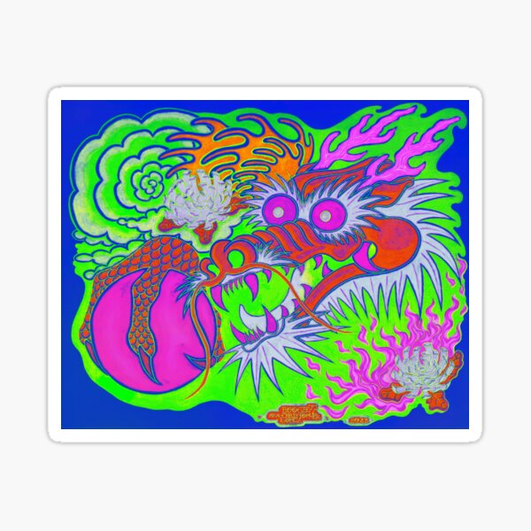 "Neon Dragon With 4 Elements Variant 22" Sticker for Sale by Boogie-72 ...