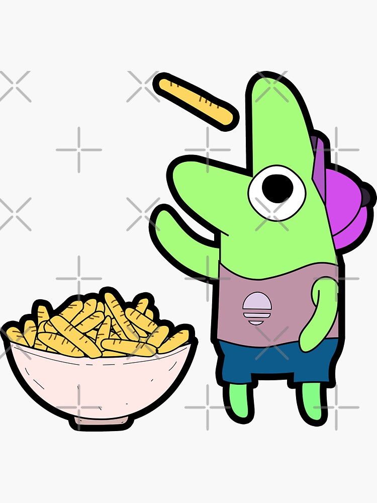 "Glep eating Fries, Smiling Friends Brazil" Sticker for Sale by ...