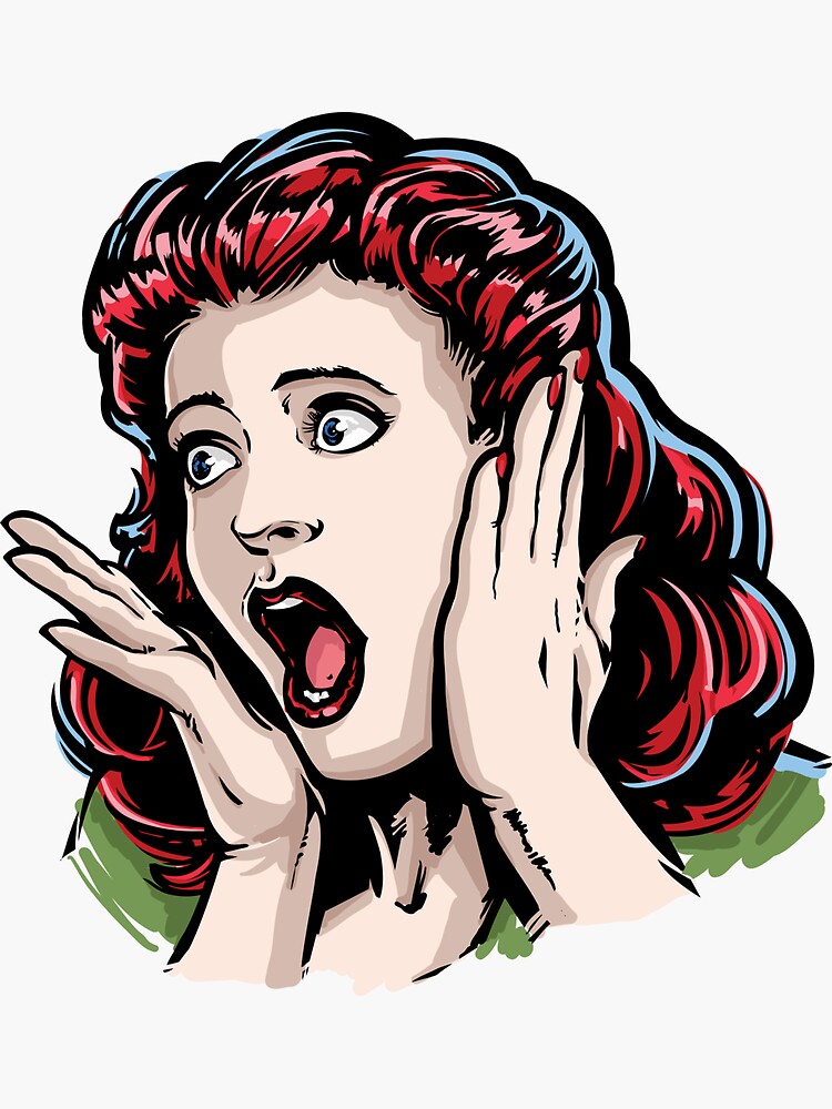 "Shocked Woman Screaming" Sticker for Sale by chaoticrobot | Redbubble