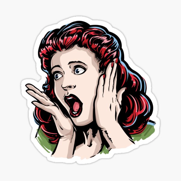 "Shocked Woman Screaming" Sticker for Sale by chaoticrobot | Redbubble
