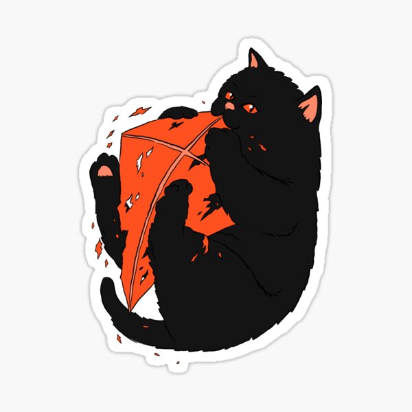"Cat & Kite (Black Cat & Orange Kite)" Sticker for Sale by ...