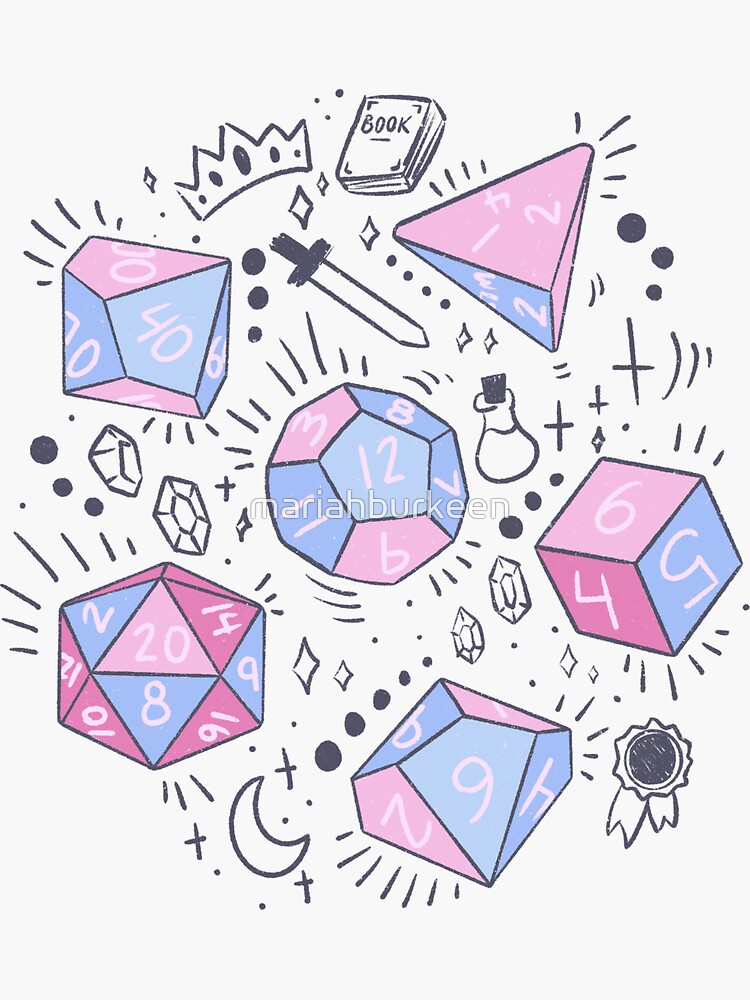 "d&d dice roll in pastel colors " Sticker for Sale by mariahburkeen ...