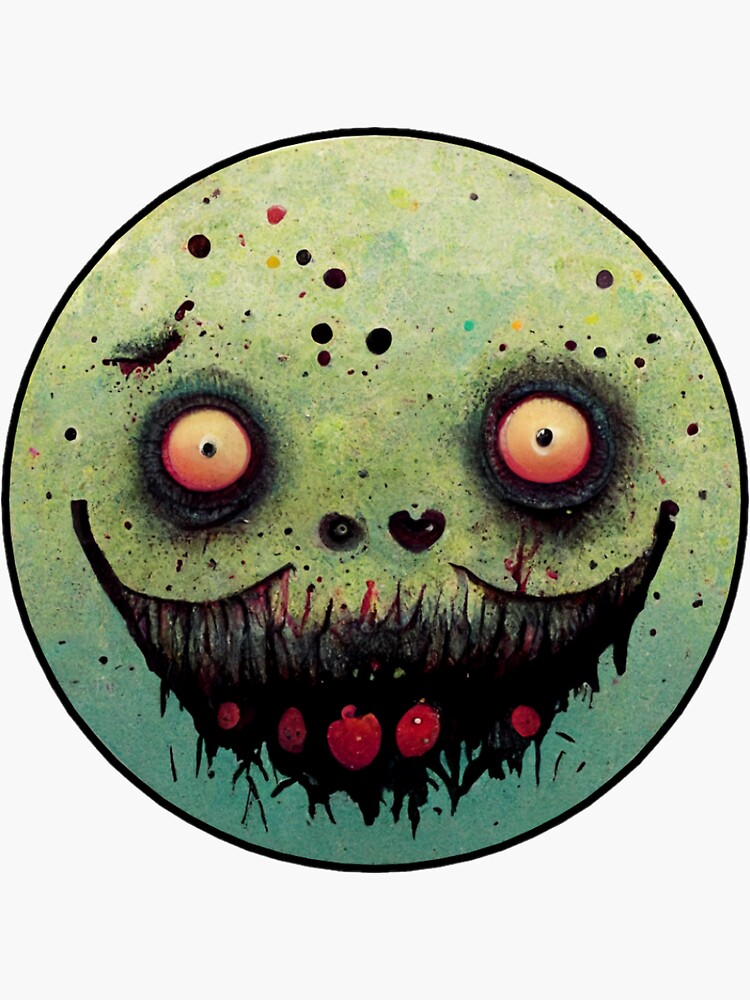"Creepy Zombie Smiley Face" Sticker for Sale by SmileyDan | Redbubble
