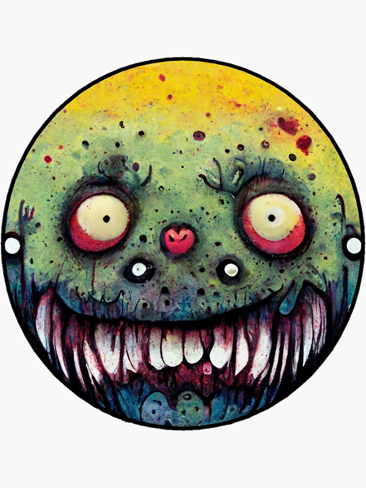 "Creepy Zombie Smiley Face version 2" Sticker for Sale by SmileyDan ...