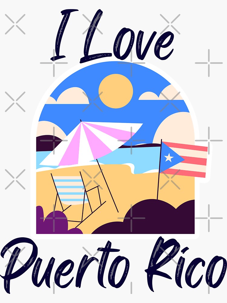 "I Love Puerto Rico Beach and Sun" Sticker for Sale by MadPinkBlossom ...