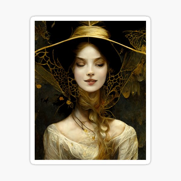 "Golden Witch Portrait 7" Sticker for Sale by MentalSynthetic | Redbubble