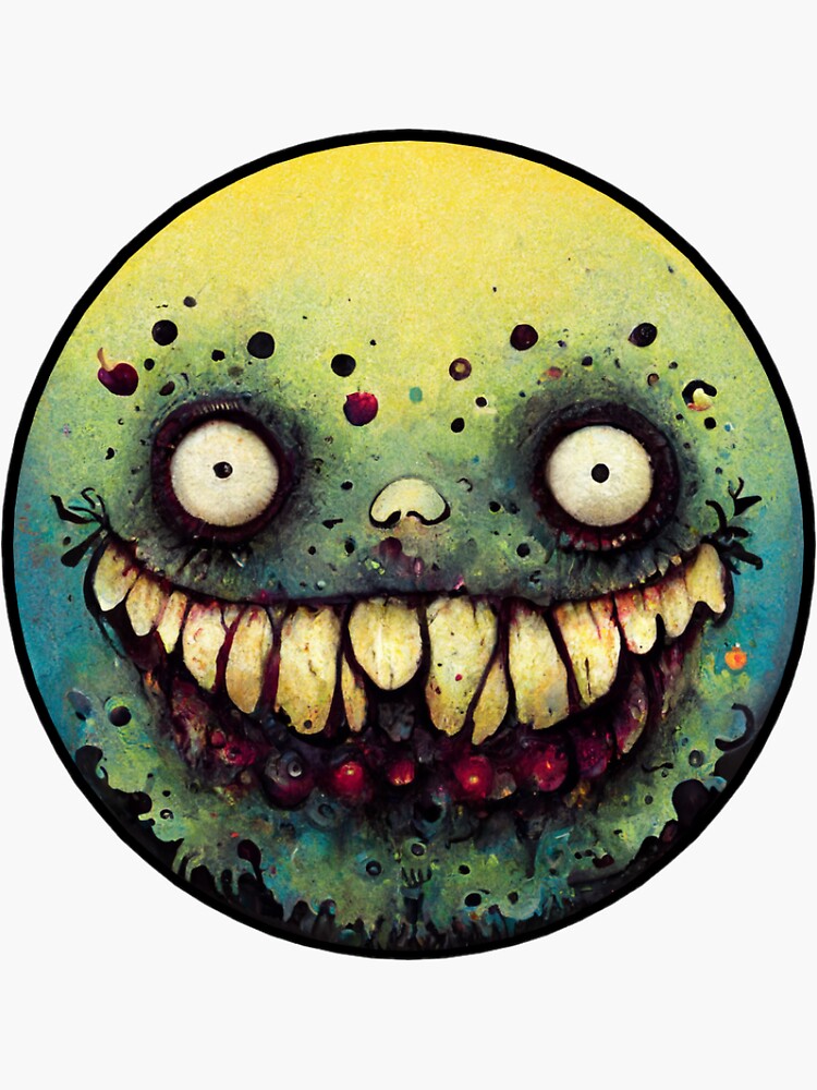 "Creepy Zombie Smiley Face version 8" Sticker for Sale by SmileyDan ...