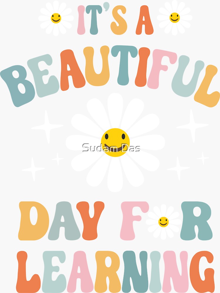 "It's Beautiful Day For Learning Retro Teacher Students Women" Sticker ...