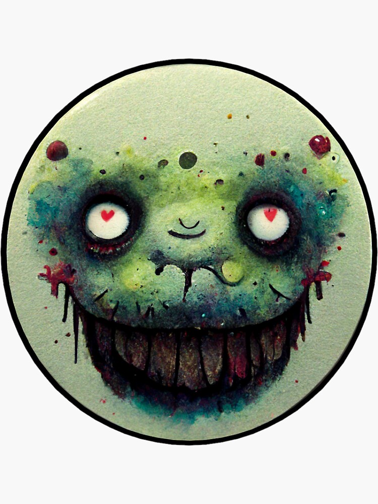 "Creepy Zombie Smiley Face version 10" Sticker for Sale by SmileyDan ...