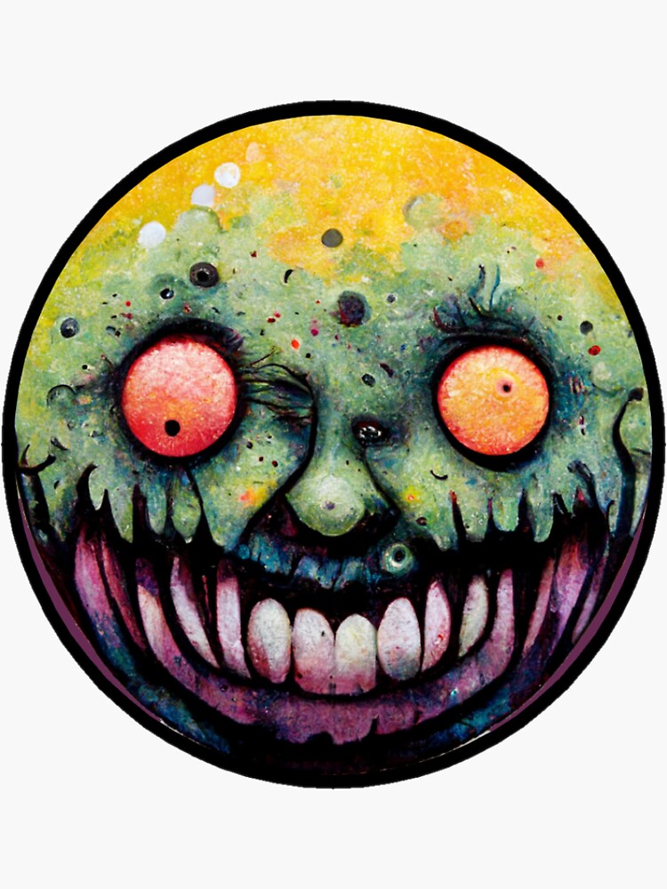 "Creepy Zombie Smiley Face version 11" Sticker for Sale by SmileyDan ...