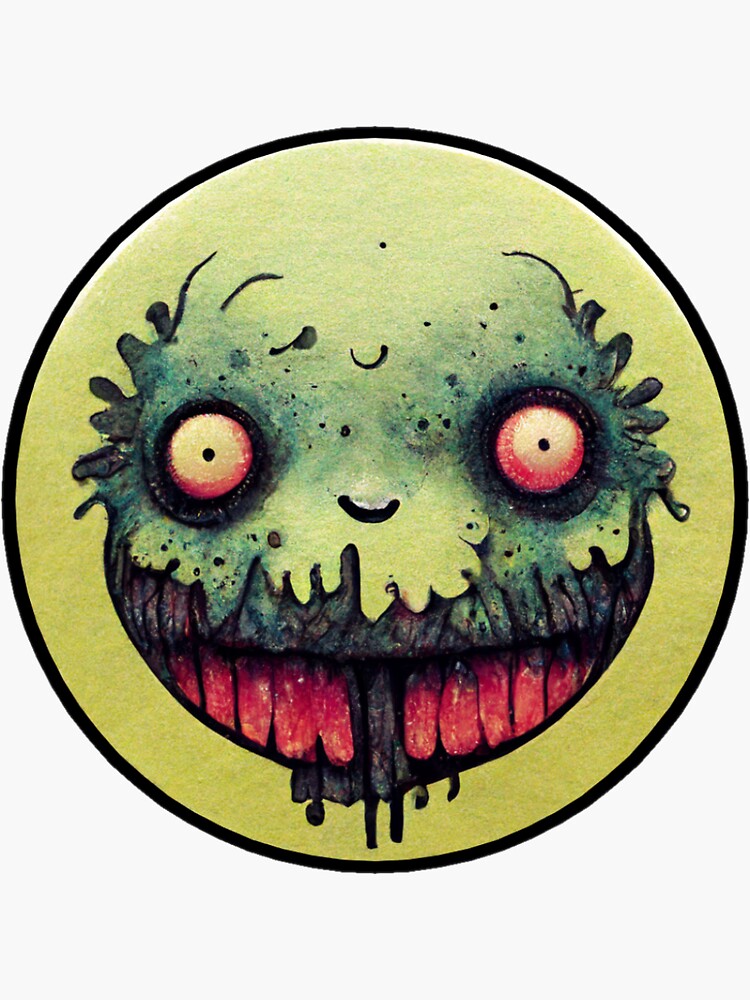 "Creepy Zombie Smiley Face version 12" Sticker for Sale by SmileyDan ...