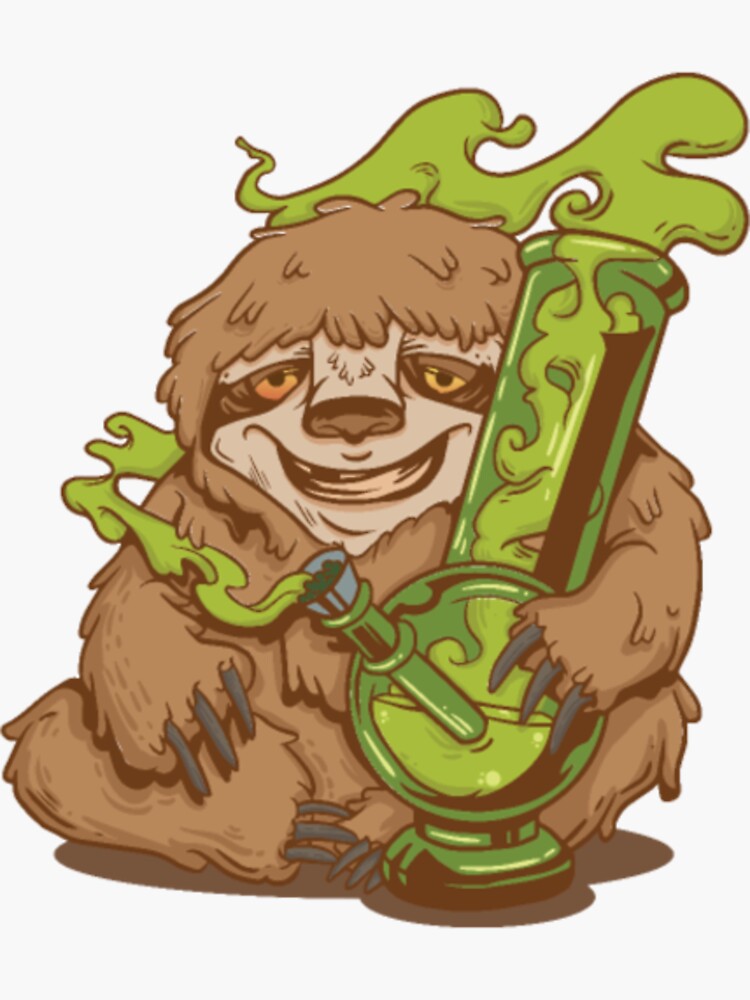 "Cannabis Stoned Sloth" Sticker for Sale by TumbleweedPress | Redbubble