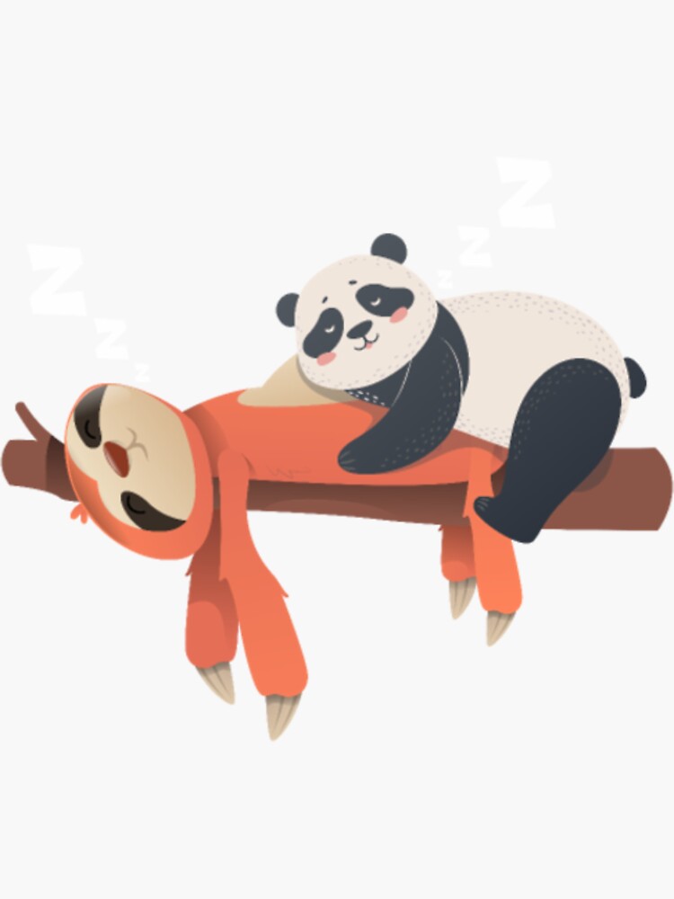 "Sloth Sleeping PAnda And Sloth Black And White" Sticker for Sale by ...