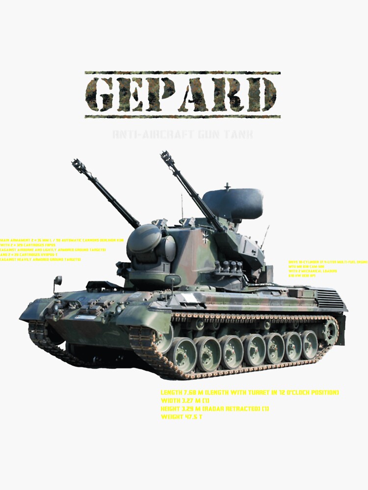 "Anti-aircraft gun tank FlakPz Gepard " Sticker for Sale by HandmadeRee ...