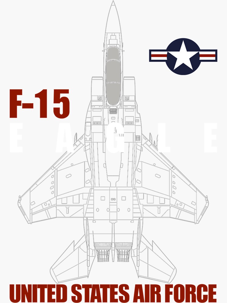 "F-15 Eagle United States Air Force Silhoutte Top View " Sticker for ...