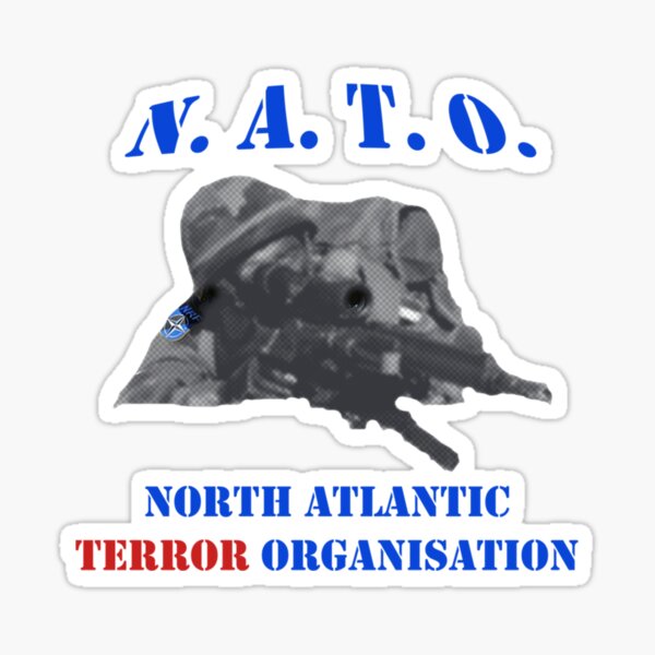 "Gun N_oh to NATO! Fitted " Sticker for Sale by HandmadeRee | Redbubble